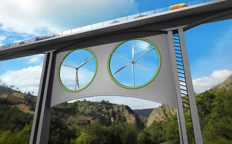 Turbines éoliennes montées dans le pont