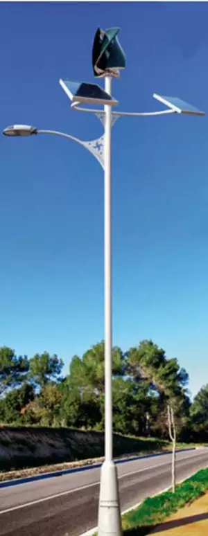 Street lighting with simultaneously solar and wind energy