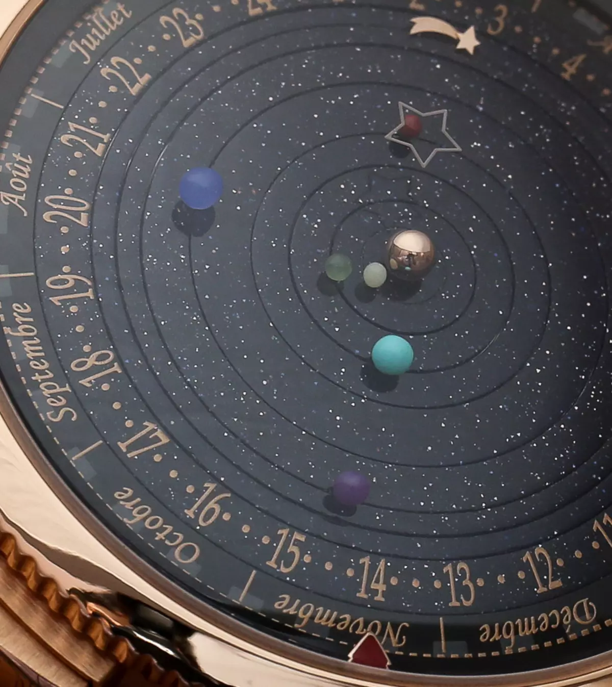 Complicação de relógio mecânico masculino Poétique Midnight Planétarium de Van Cleef & Ampls, Dial
