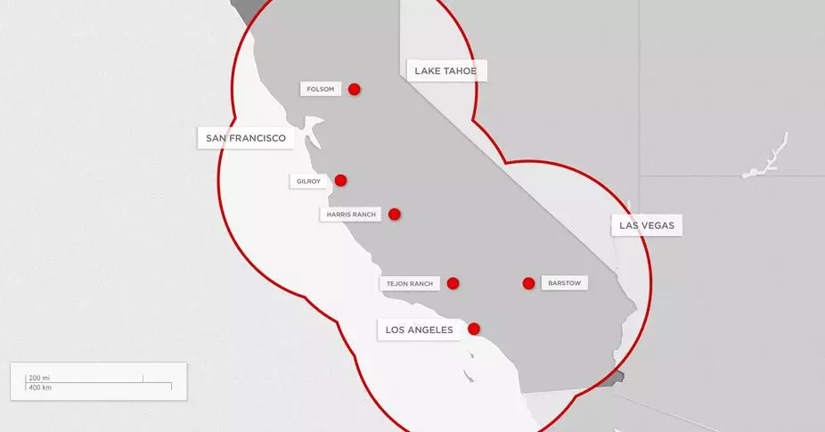 Supercharger - Built stations in California