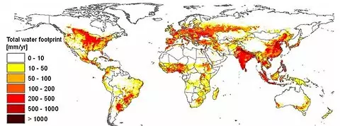 Μέση ετήσια διαδρομή νερού της ανθρωπότητας από το 1996 έως το 2005