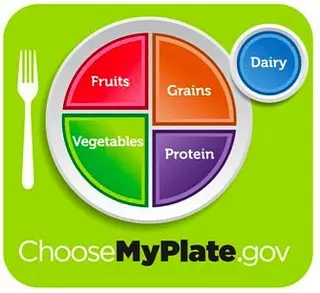 Simbol baru adalah myplate - plat, dibahagikan kepada empat bahagian, yang mewakili kumpulan produk utama - buah-buahan, sayur-sayuran, tanaman bijirin dan protein. Di sebelah plat adalah cawan yang mewakili sekumpulan produk tenusu.