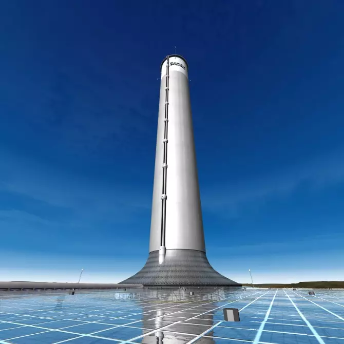 Solar Tower uit de Australische Company Enviromission in de woestijn Arizona