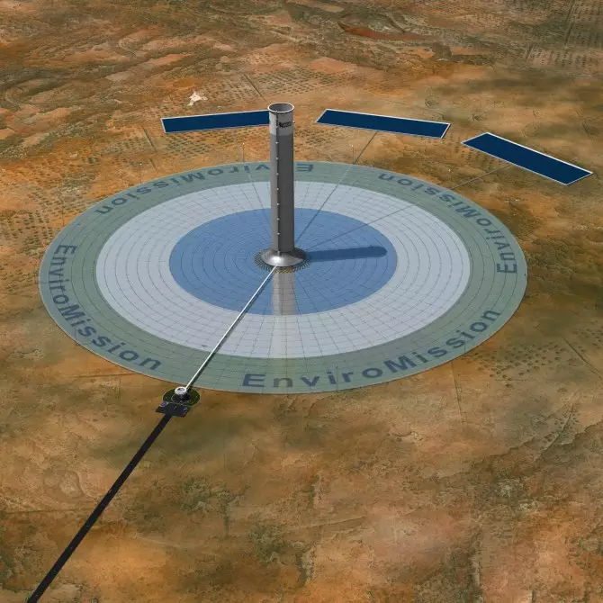 Solar Tower uit de Australische Company Enviromission in de woestijn Arizona