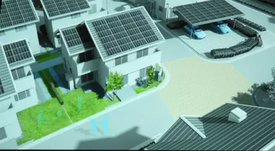 房屋的屋頂將配備太陽能電池板，在家裡 - 電池