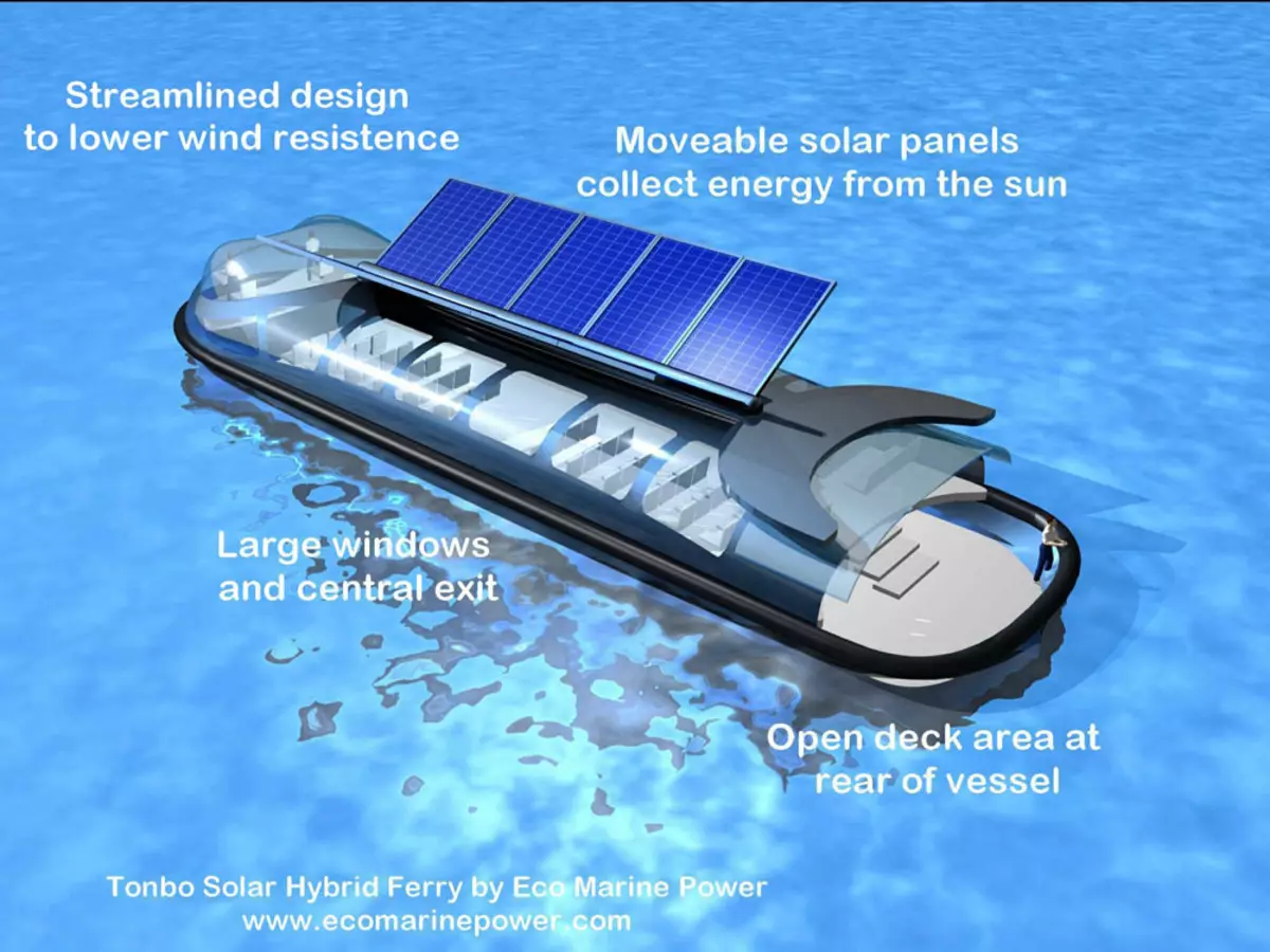 Imodeli yomkhumbi kaTonbo solar-Electric kusuka enkampanini yamandla e-Japanese Eco Marine Power