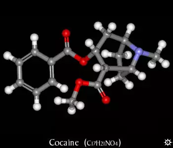 Cocaine molecule.