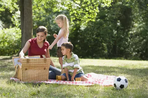 Picnic rispettoso dell'ambiente sul ciglio della strada