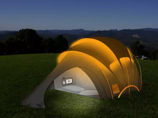 Kaleidoscope Orange Solar Tent ноччу асвятляе і сагравае