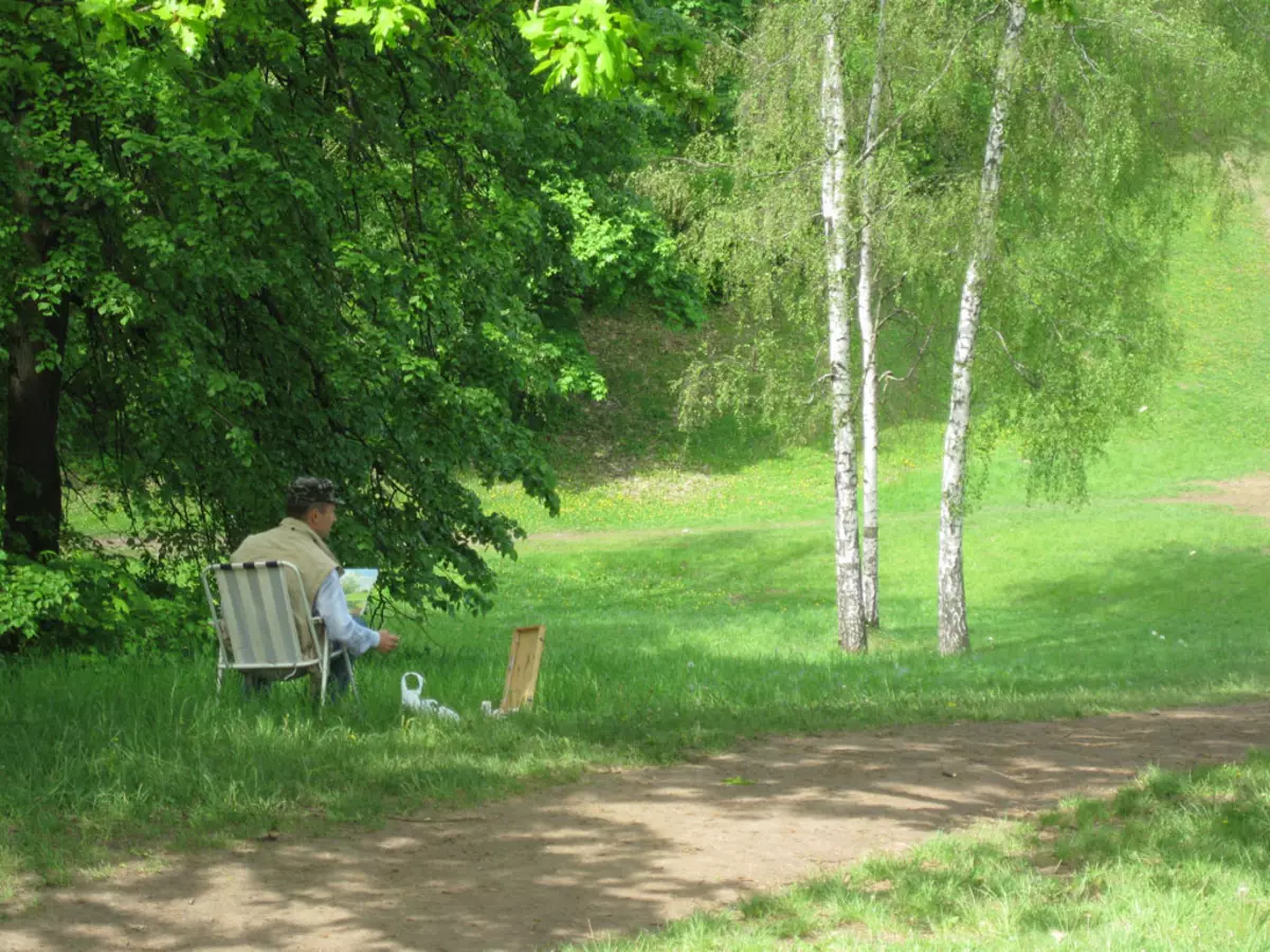 藝術家在Sofievsky公園，烏曼，烏克蘭