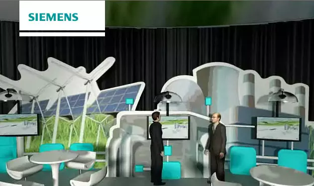 Տեխնիկական անձնակազմը այցելուներին պատմում է Siemens Smart Grid տեխնոլոգիայի եւ ապրանքների օգուտների մասին