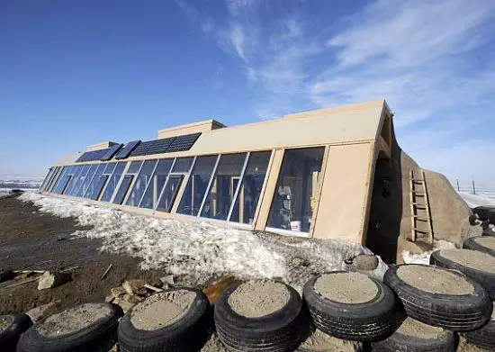 EarthShip Fully autonomous building was built from automotive tires and another garbage