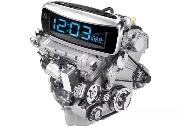 Alarm clock with a gasoline engine as a generator