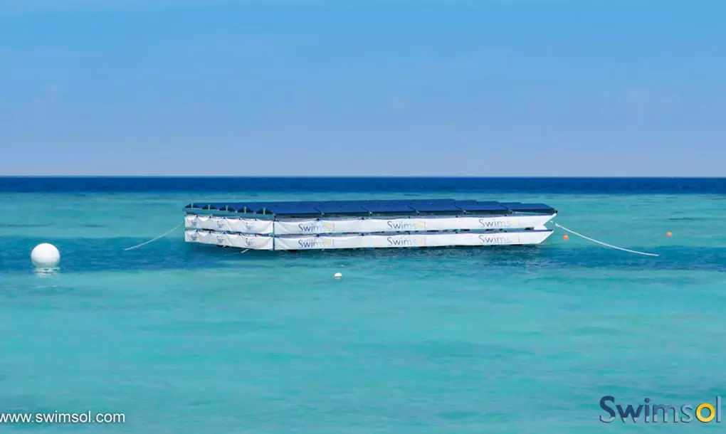 在马尔代夫的浮动太阳能电池板
